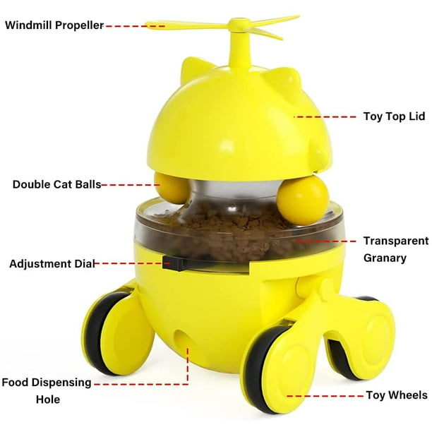 Cat Treat Dispenser Toy, Interactive Slow Feeder Cat Toy with Funny ...