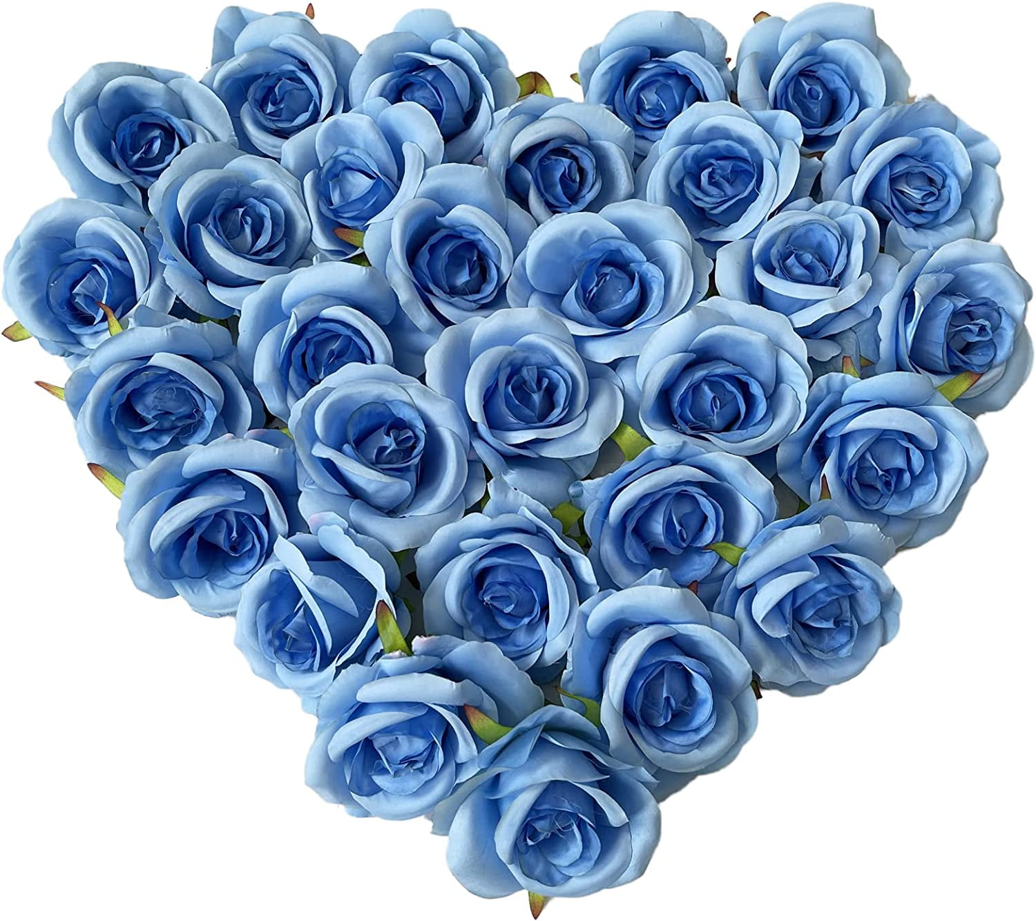 UKELER Artificial Rose Flower Heads 20 Pcs Real Looking Blue Roses for ...