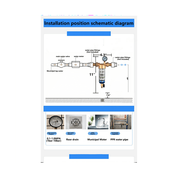 ckepdyeh Pre Filter Purifier Whole House Spin Down Sediment Water ...