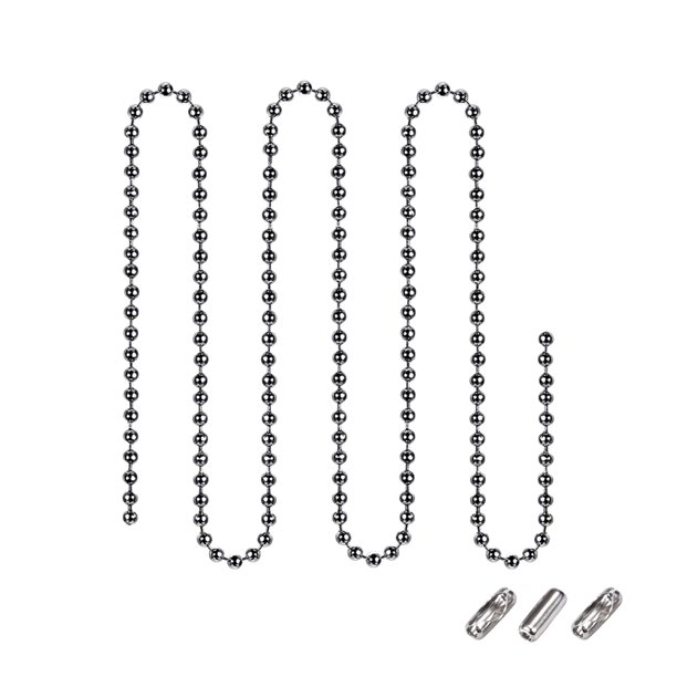 Uxcell Pull Chain Extension Chrome Beaded Chain 40 Inch with 3 ...