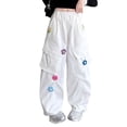 Annhoo Cargo Pants for Girl Boy Fashion Block Color Cute Decor Wide Leg ...