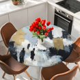 Black Blue Yellow Color Block Round Fitted Tablecloth with Elastic Edge ...