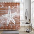 Brown Red Nautical Starfish Shower Curtain for Bathroom, Coastal Modern ...