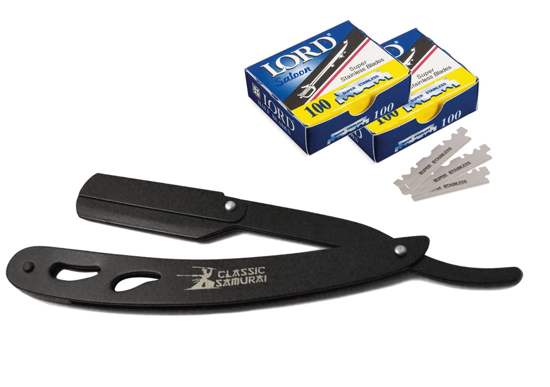 CS Matte Black Folding Straight Razor, Shavette Manual Shaver Barber ...