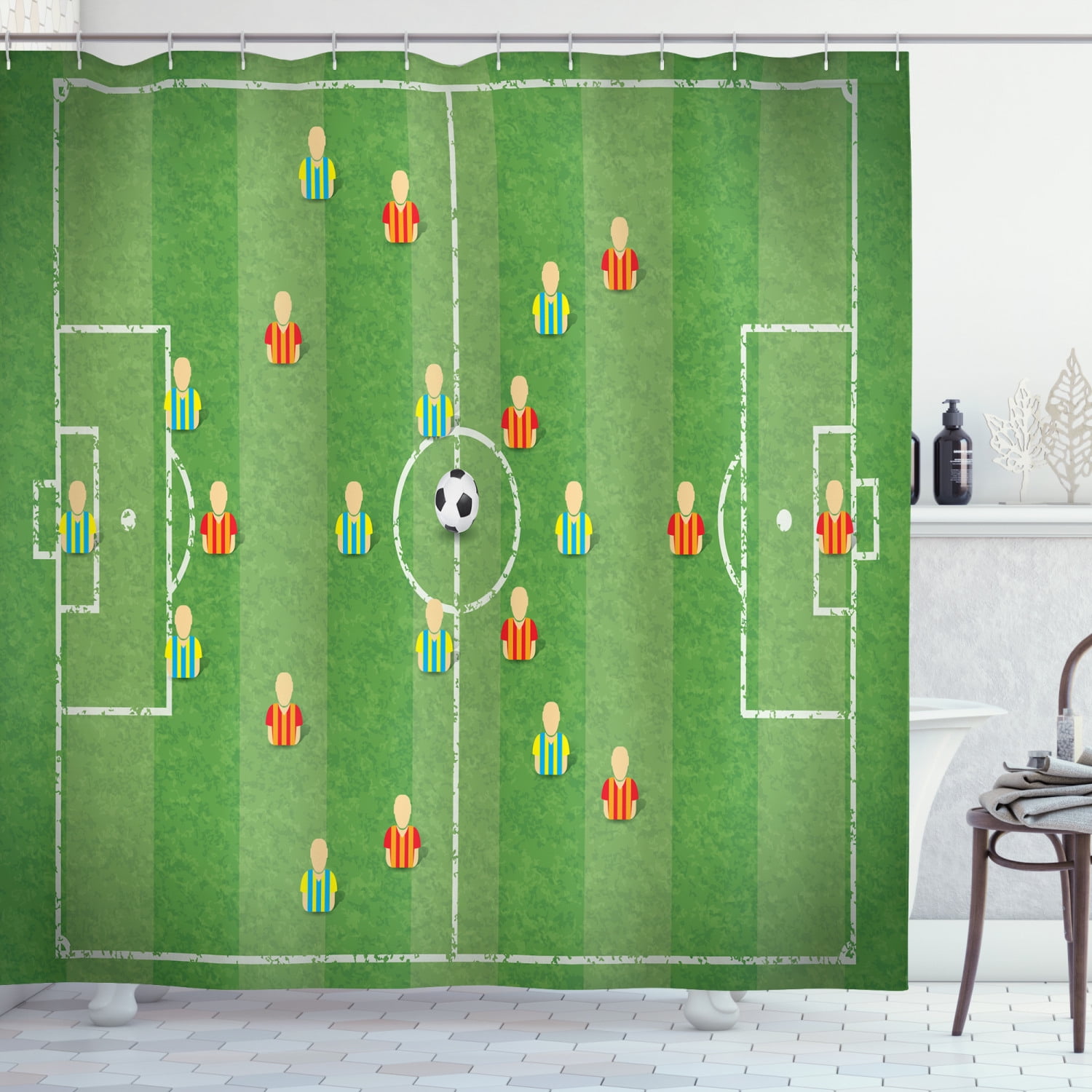 Ambesonne Soccer Shower Curtain, Goalkeeper Striker Motif, 69"Wx84"L ...