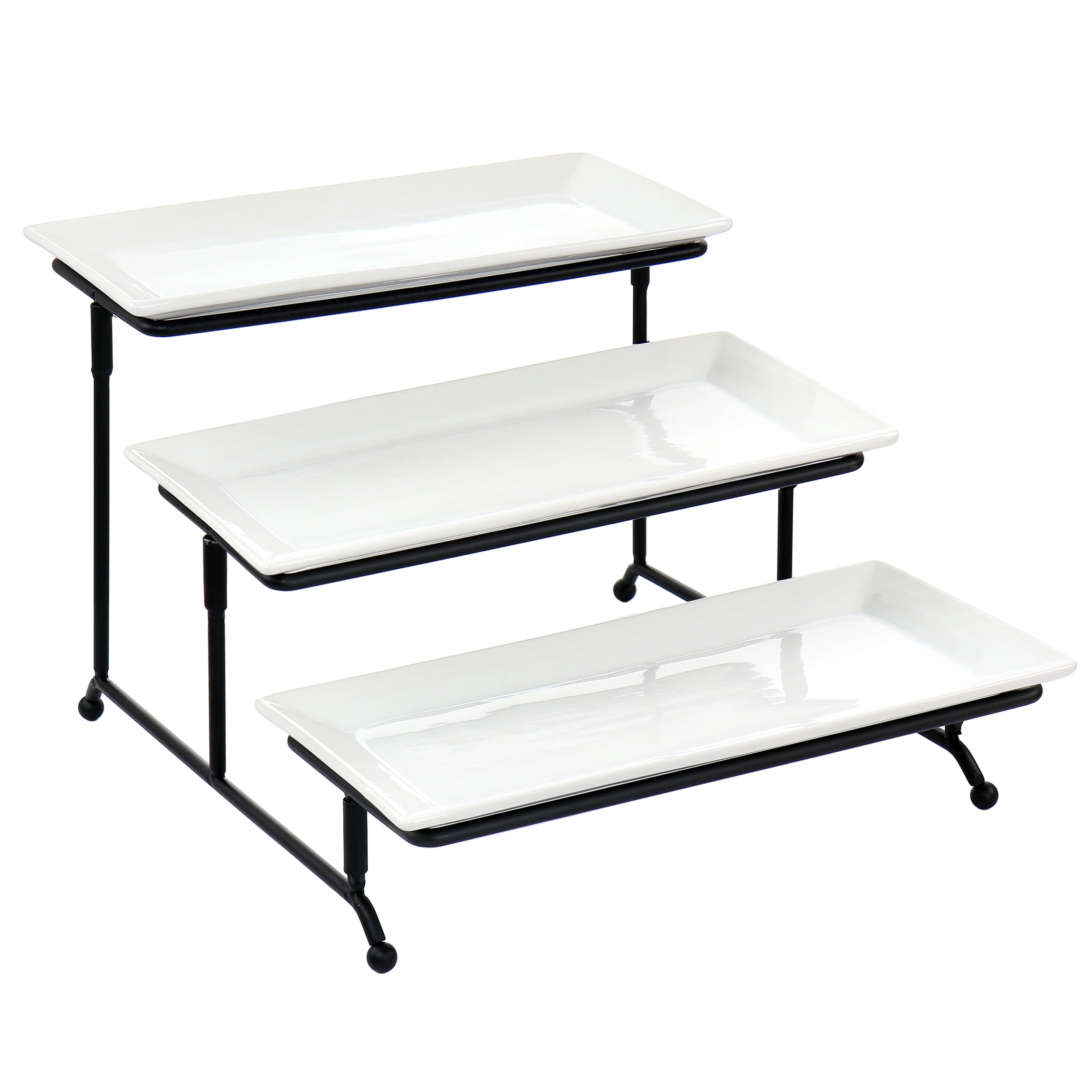 Elama 3 Tier Rectangular Plate Porcelain Serveware Set - Walmart.com