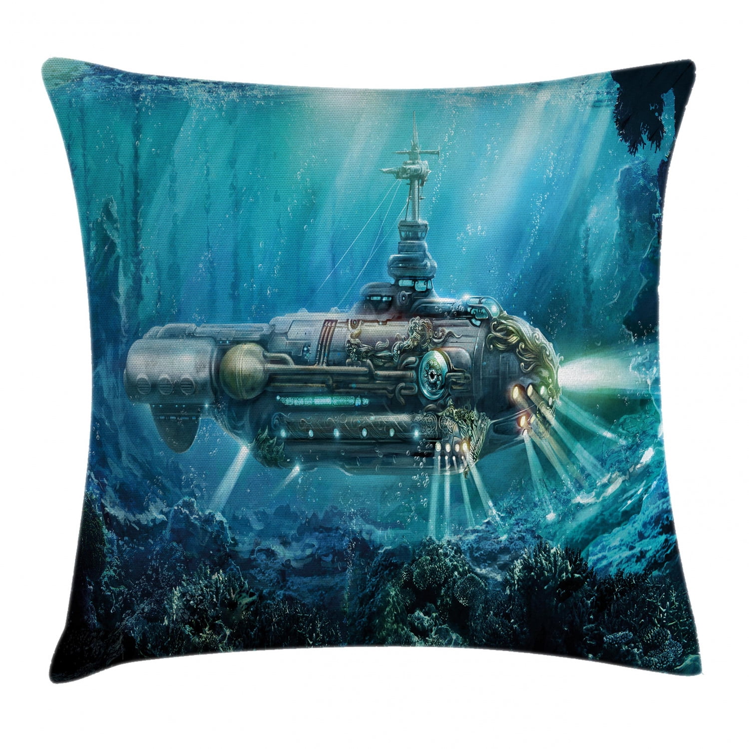 Fantasy Decor Throw Pillow Cushion Cover, Science Fiction Submarine ...