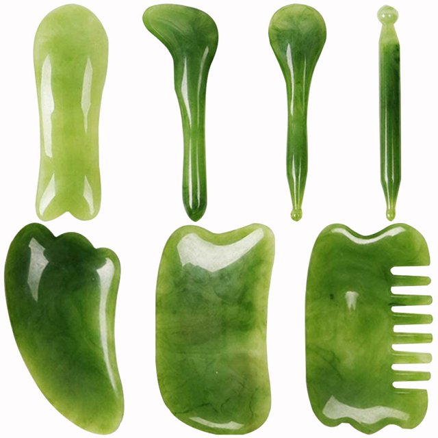 Gua Sha Massage Tool, Real Natural Nephrite Jade Stone Gua-sha Board ...