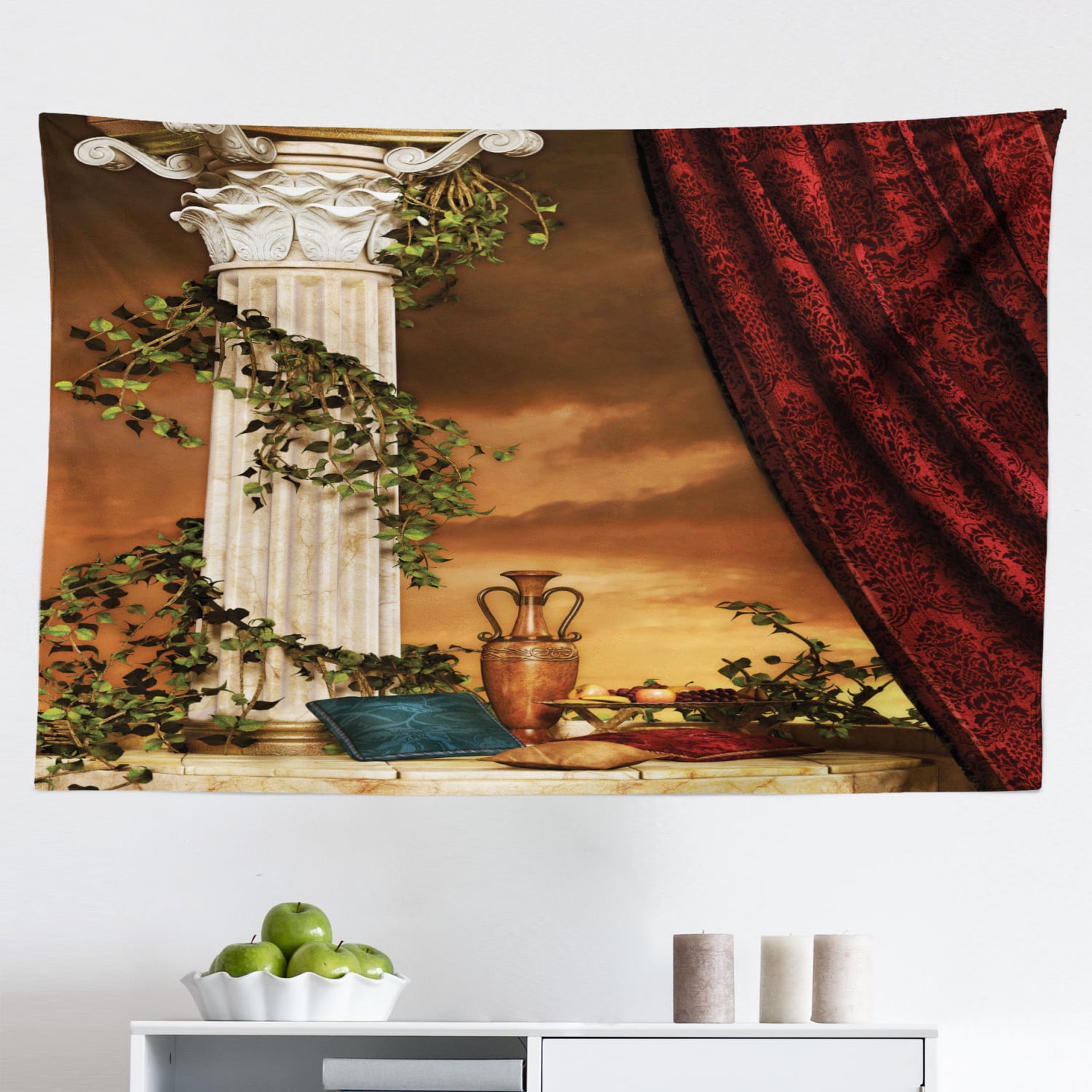 Gothic Tapestry, Forest Landscape from Archway Birds on Fountain ...