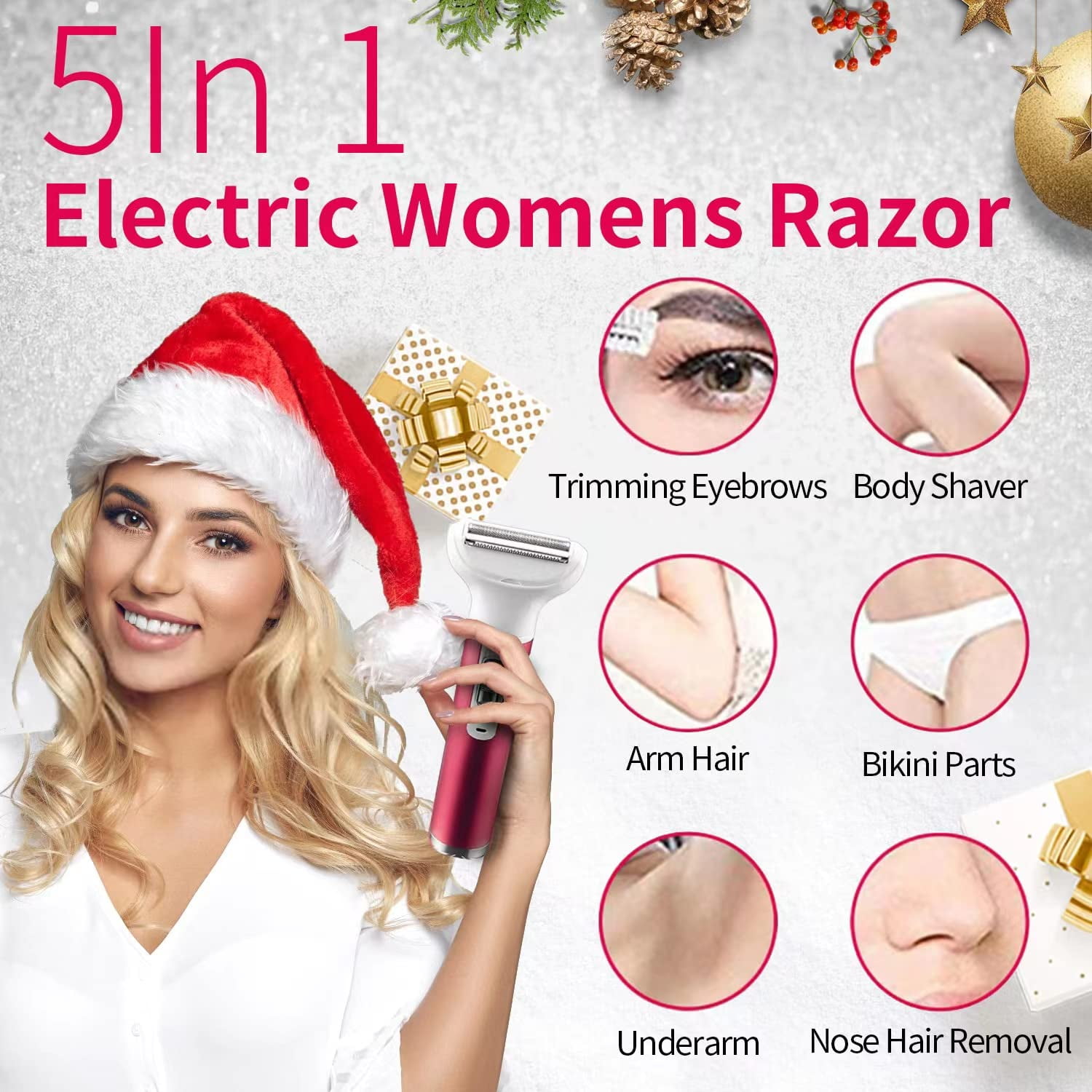 Zctt Electric Razor For Women 5 In 1 Womens Shaver Electric Bikini Trimmer Pubic Hair Removal Wet & Dry Painless Shaver For Legs Underarms Eyebrow Fac