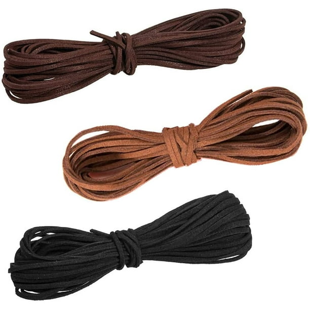 3 Pieces 3mm Wide Faux Leather Cord Flat Leather Rope Cord Faux Leather ...