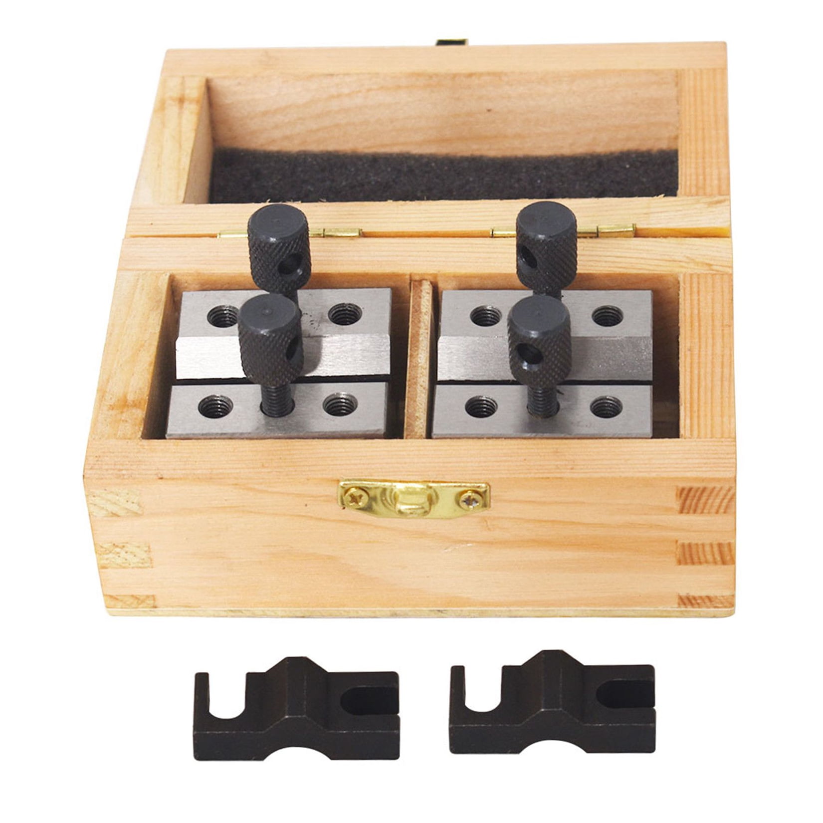4 Pcs V Block with Clamp Set, 1-3/8 x 1-3/8 x 1-3/16 inch Hardened ...