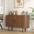 BOMETAO 47'' Sideboard Buffet Cabinet with 2 Sliding Tambour Doors, Mid Century Accent Console ...