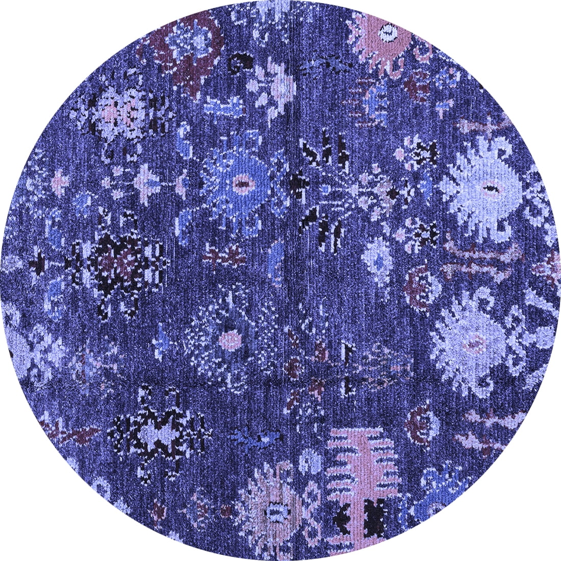Ahgly Company Machine Washable Indoor Round Abstract Blue Modern Area ...