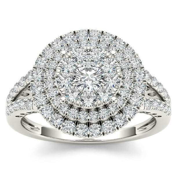1Ct TDW Diamond 10K White Gold Halo Engagement Ring - Walmart.com