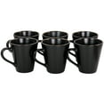 Elama Paul 6 Piece Stoneware Mug Set in Matt Black with Gold Rim ...