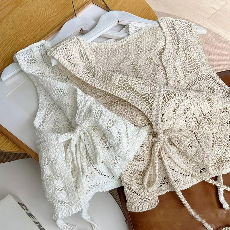 Women Hollow Crochet Knit Sweater Vest Waistcoat Sexy V-Neck Women Hollow Crochet Knit Sweater Vest Waistcoat Sexy V-Neck