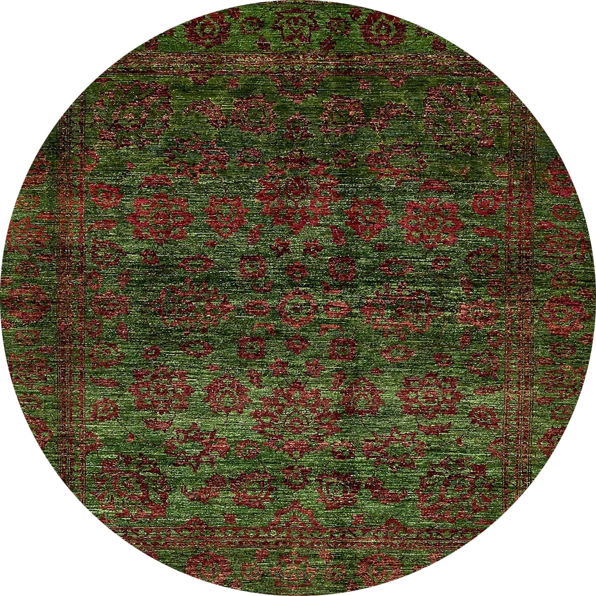 Ahgly Company Indoor Round Abstract Red Abstract Area Rugs, 8' Round ...