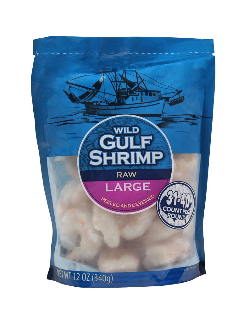 Frozen Wild Gulf Large Raw Shrimp Peeled And Deveined 12 Oz Walmart