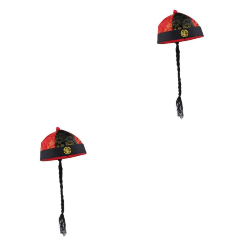 Moyic Kids Chinese Emperor Cap with Ponytail Party Hat Role Play ...