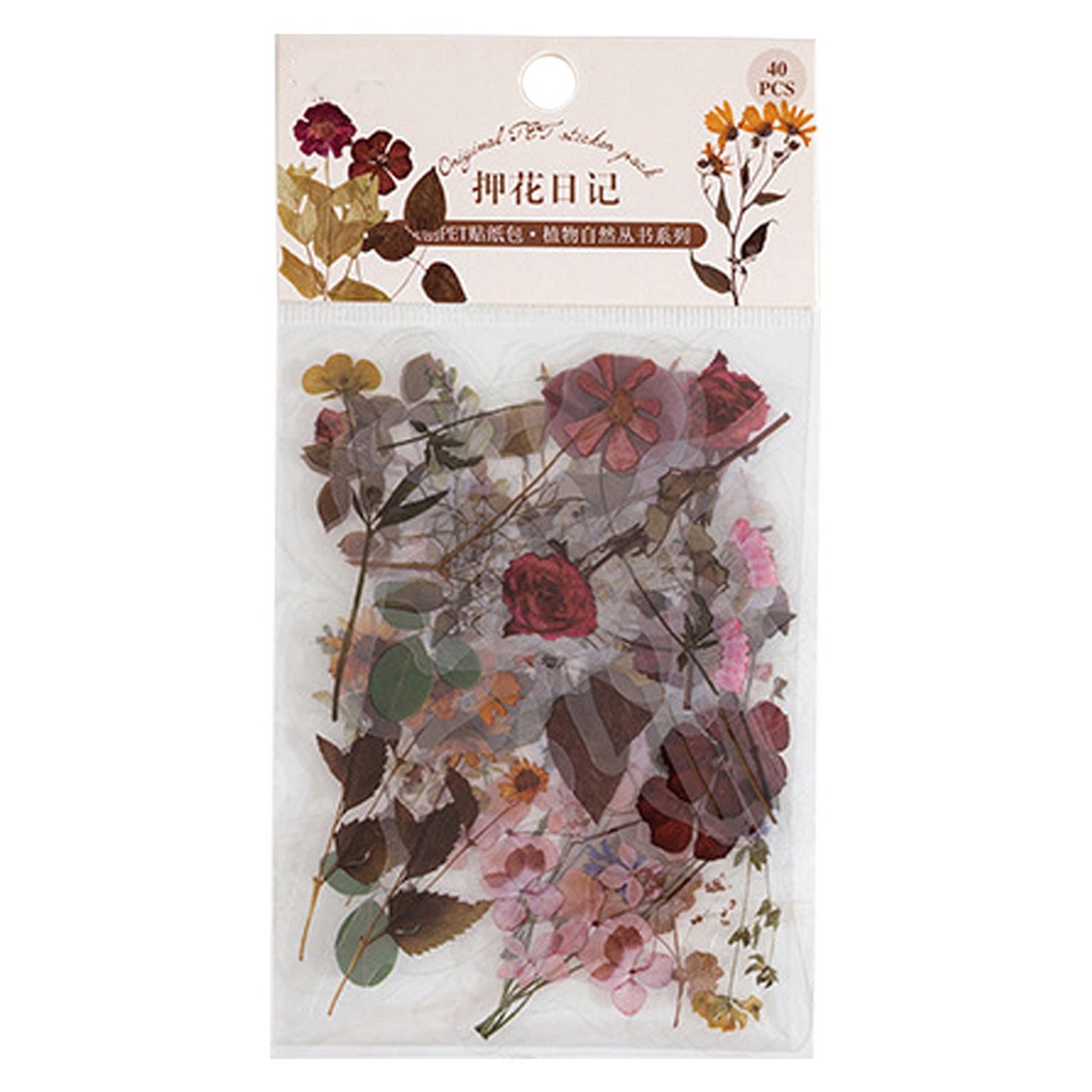 Floral Scrapbook Sticker Set- 80Pcs/Set, Transparent PET, Waterproof ...