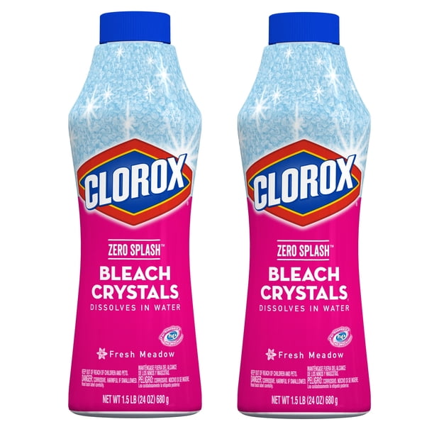 Clorox Zero Splash Bleach Crystals, Fresh Meadow, 24 Ounce Bottles ...
