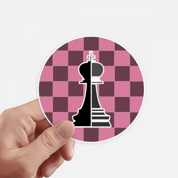 Checkerboard King Black Word Chess Sticker Round Wall Suitcase Laptop ...