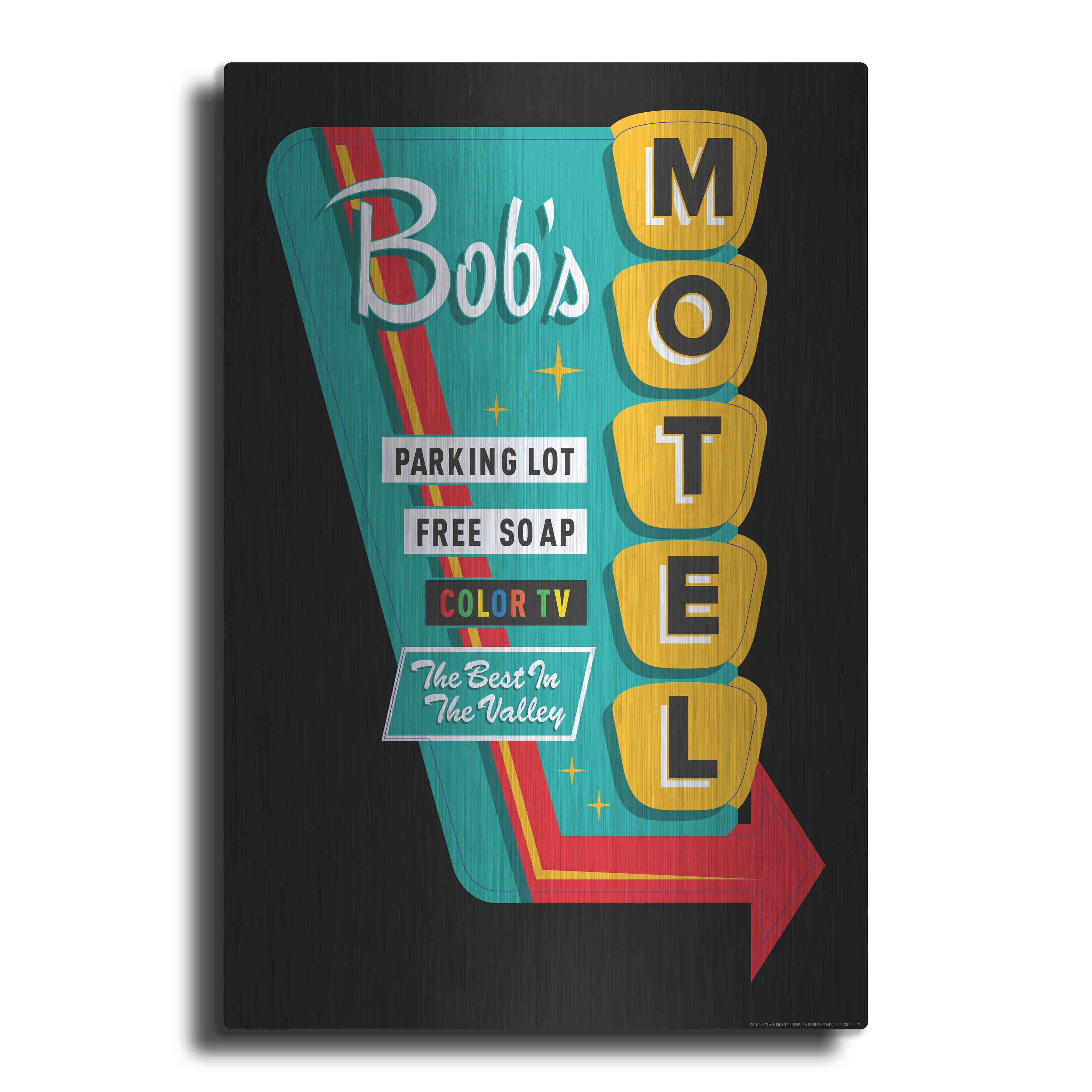 Luxe Metal Art 'Bob's Motel In Black' by JJ Brando, Metal Wall Art, 12 ...