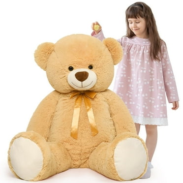 MorisMos Jumbo Fluffy 4ft Giant Pink Teddy Bear Stuffed Animal, Big ...