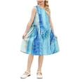 Amidoa Girl Dresses A-Line Sleeveless Flowy Floral Print Dress Casual ...