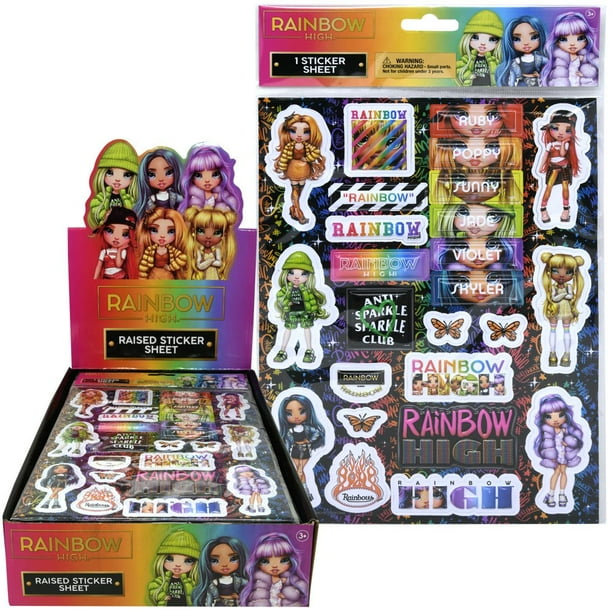Rainbow High Raised Sticker Sheet in Poly Bag with a Header Card in ...