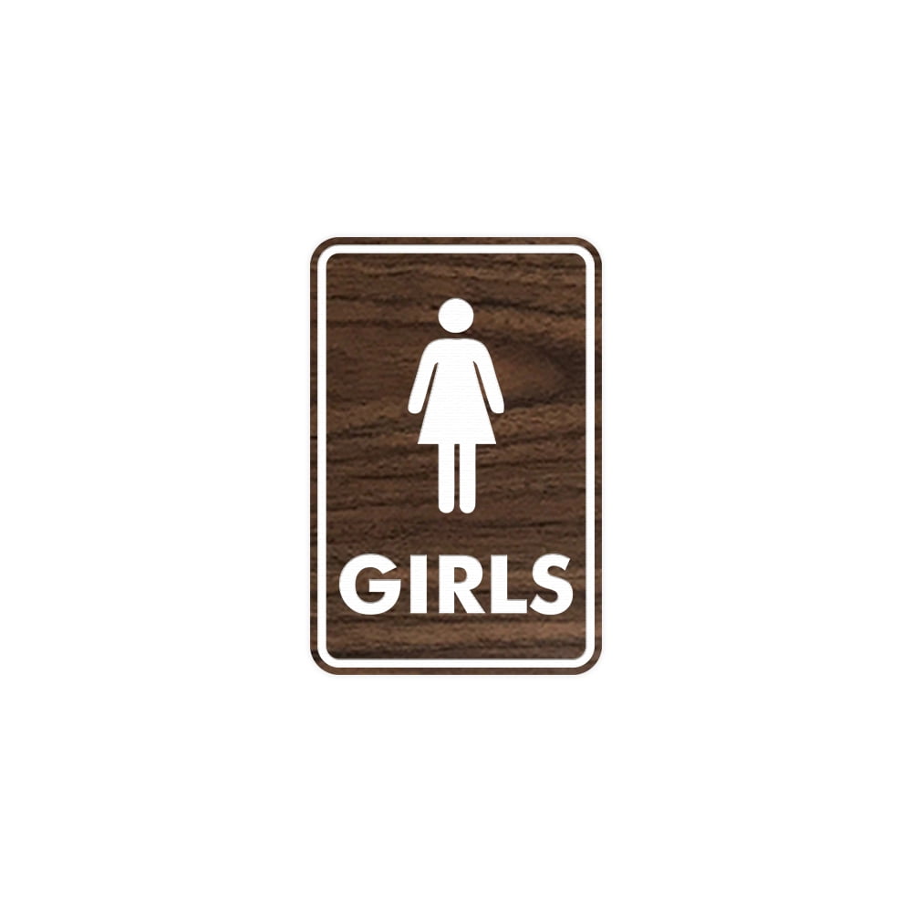 Portrait Round Girls Restroom Sign (Walnut) - Small 4" x 6" - Walmart.com