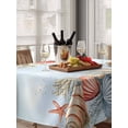 Blue Coastal Table Cloth, Summer Beach Starfish Shell Coral Waterproof ...