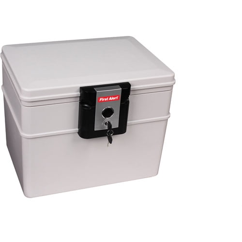 First Alert 0.14 cu. ft. Fire and Waterproof Media Chest with Key Lock ...