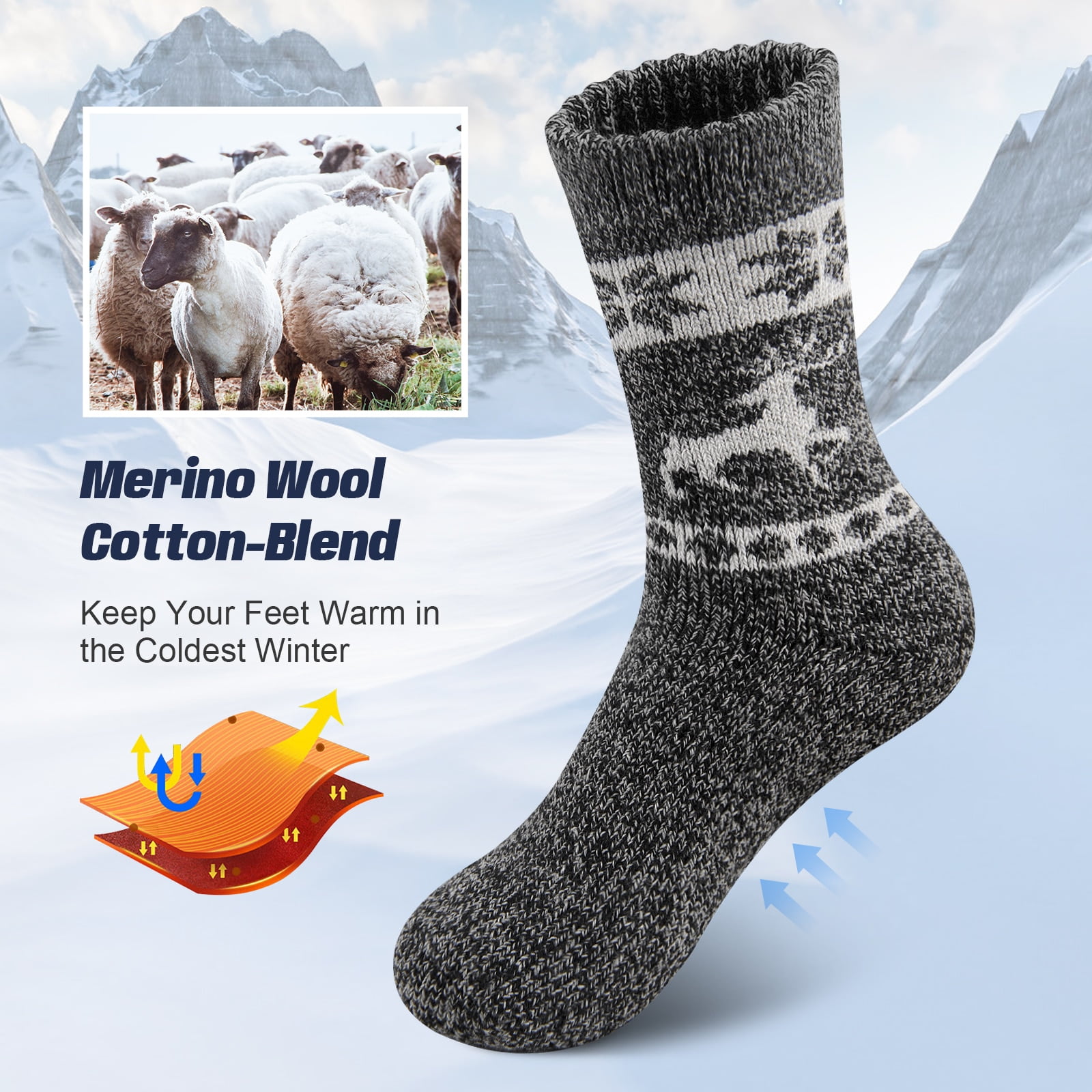 Click here for Senbaidali 5 Pairs Mens Merino Wool Socks Thick Wi... prices