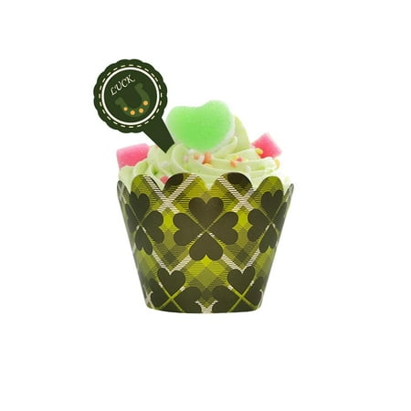 St. Patricks Day Cupcake Toppers Wrappers Shamrock Irish Party Cake ...