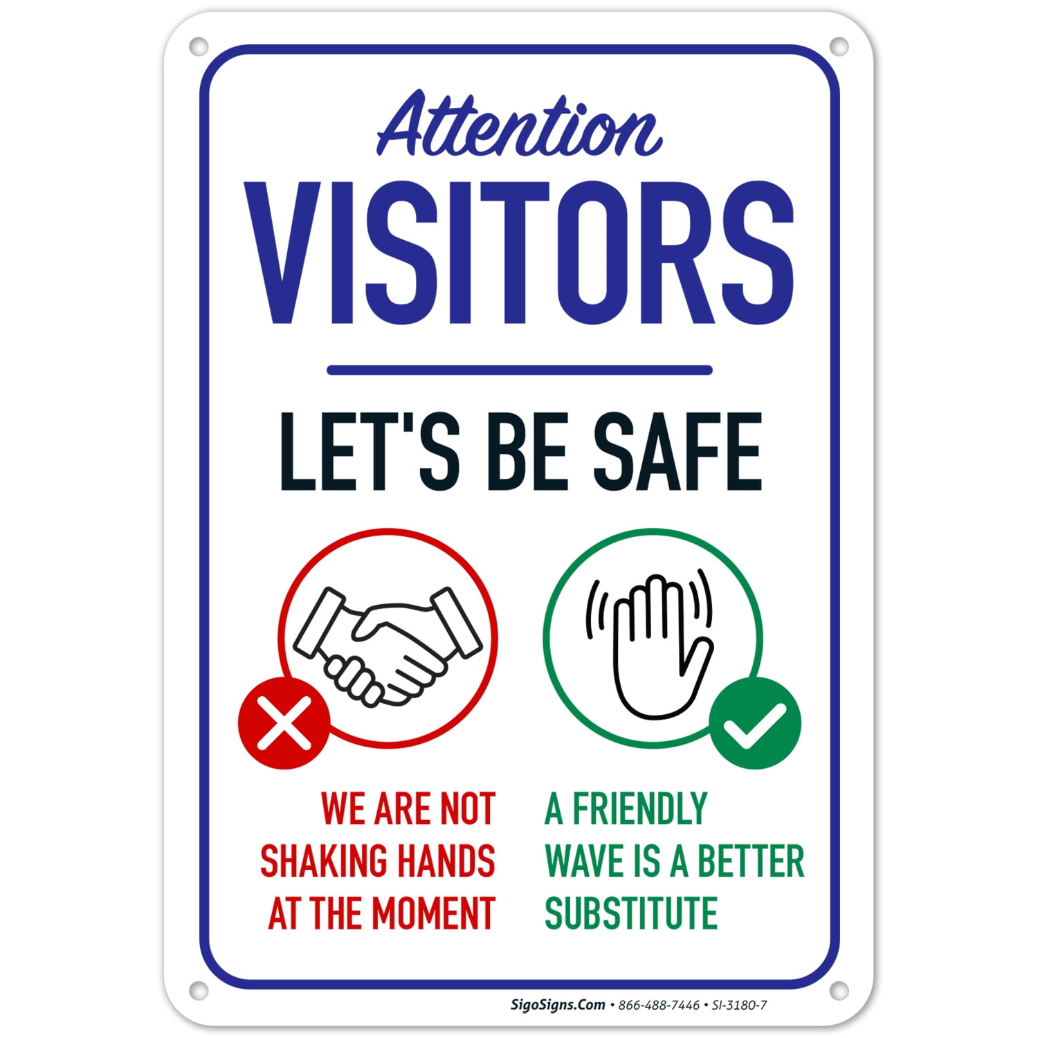 Attention Visitors Let's Be Safe Sign, Social Distancing Sign, 10x7 ...