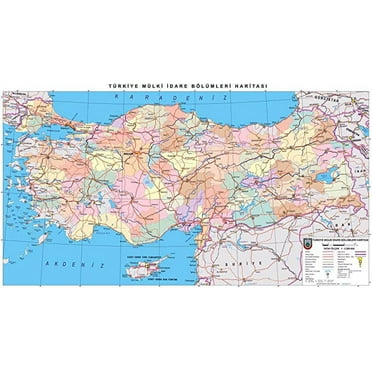 Iconic Arts Laminated 36x24 Poster: Large Detailed Political map of ...