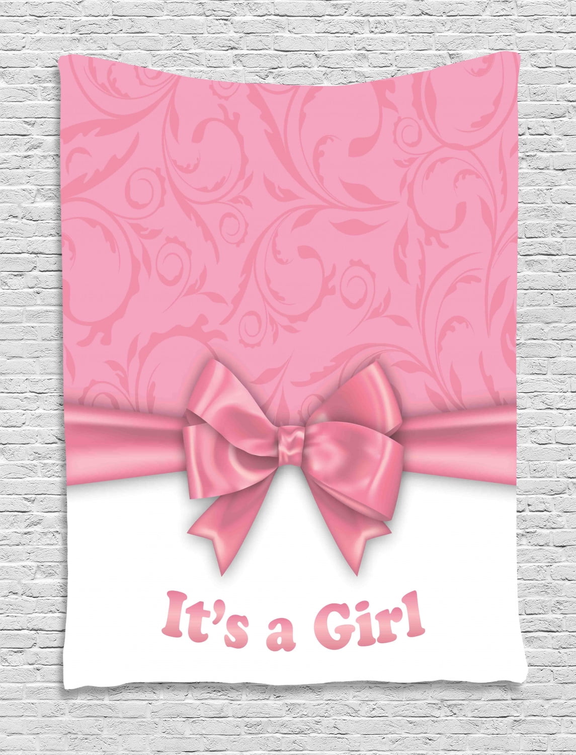 Gender Reveal Tapestry, Its a Girl Lettering with Pretty Ribbon and ...