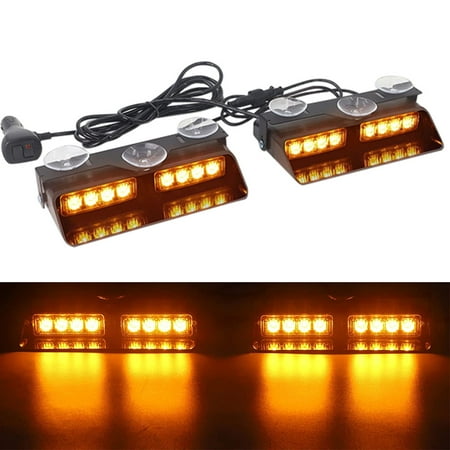 Top-Max 1 Pair Amber Dash Light Bars Emergency Warning Flashing ...