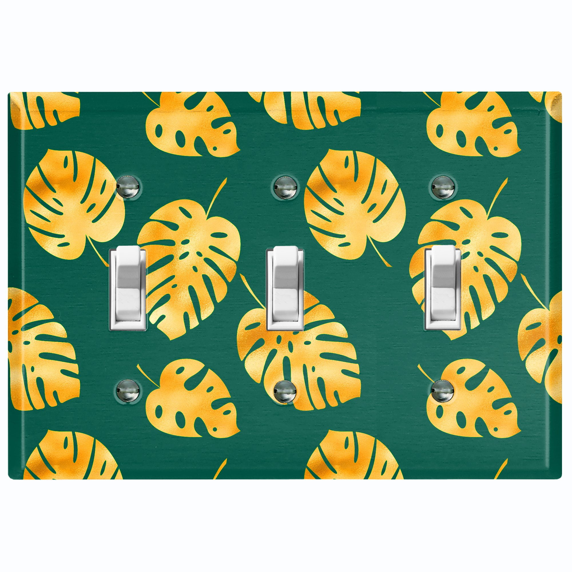 Metal Light Switch Plate Cover Tropical Jungle Monstera Leaves Yellow ...