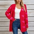 Fonma Heart Cardigans Women Valentine Cardigan Oversized Cute Love Print Sweater Cardigans ...