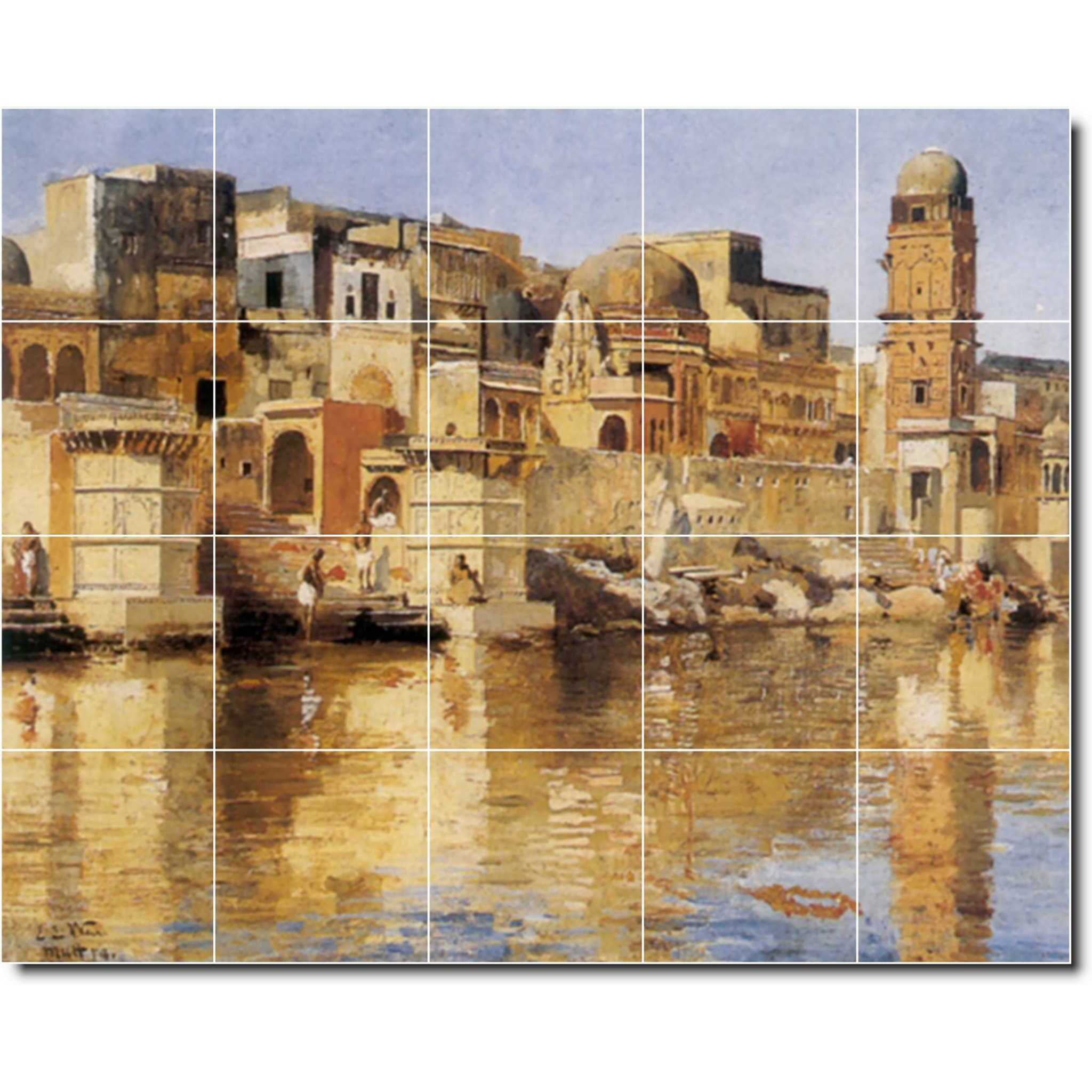 Ceramic Tile Mural-Edwin Weeks Waterfront Painting 154. 21.25" w x 17 ...
