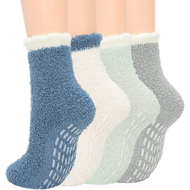 FOREEMME Womens Fuzzy Socks Winter Slipper Socks Non-Slip Grip Socks ...