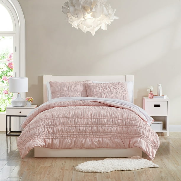 Poppy & Fritz Scrunch Stripe Pink Full/Queen Quilt Set - Walmart.com