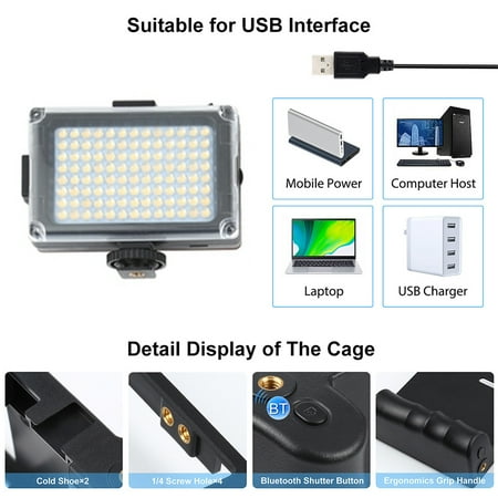 PULUZ Handheld Stabilizer Handheld Camera Cage LED Light Microphone ...