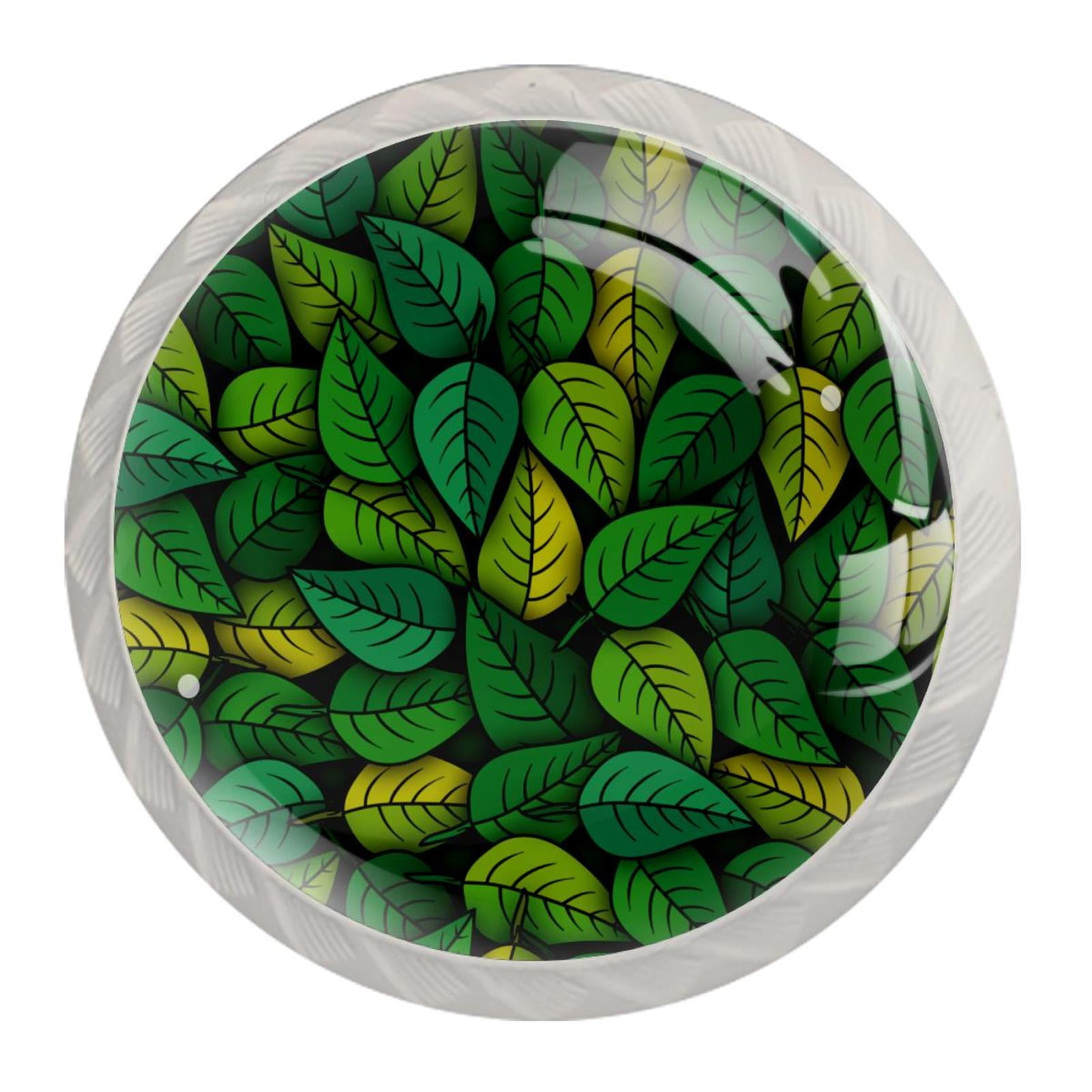 4 Pcs Green Leaves Knobs for Kitchen Cabinet Cupboard Dresser Bookcase ...