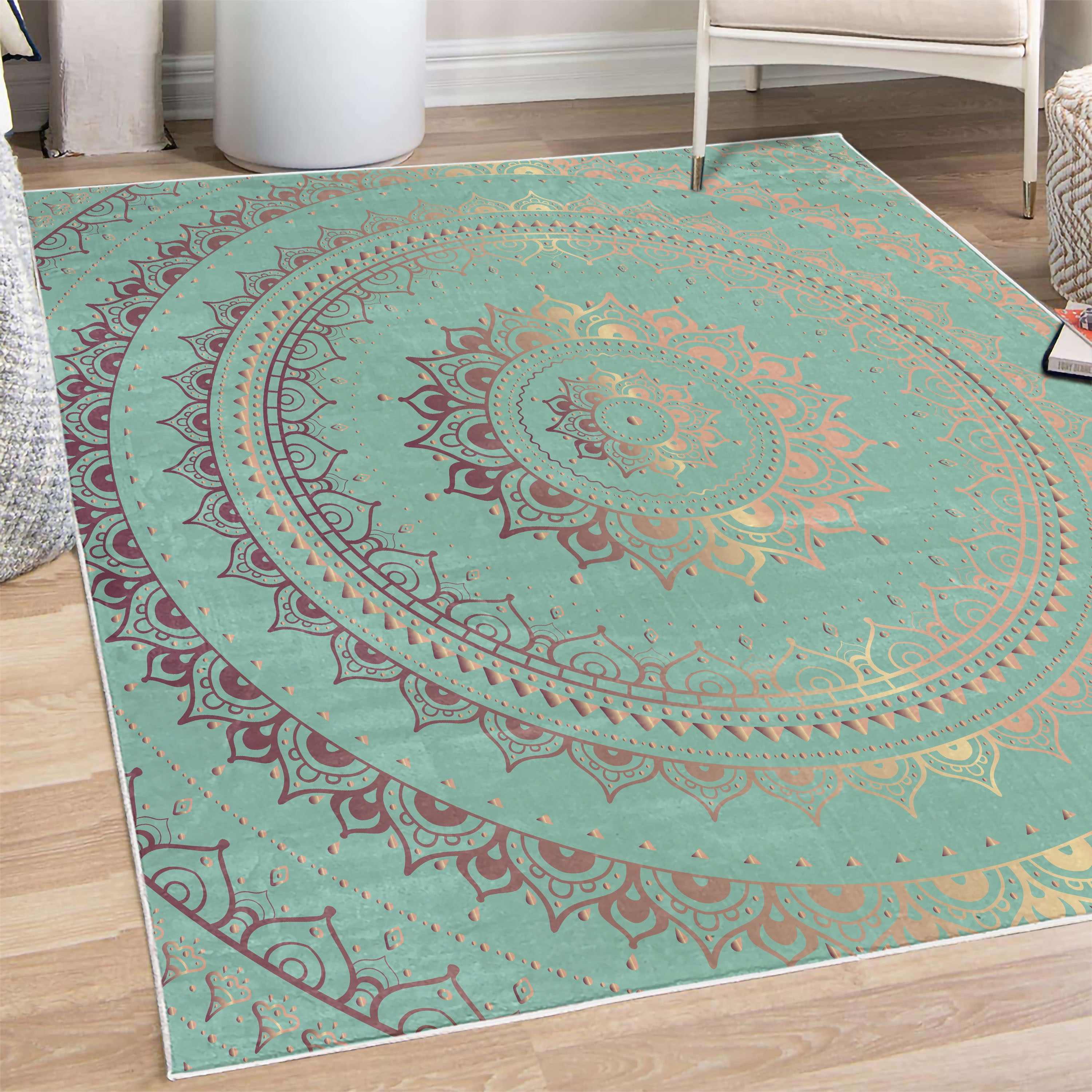 Mandala Decorative Rug, Circle Universe and Cosmos Esoteric Oriental ...