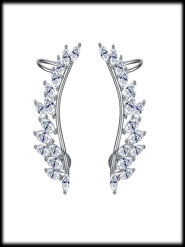 BocaGold - Cubic Zirconia Ear Crawler Cuff Earrings 14k White Gold ...
