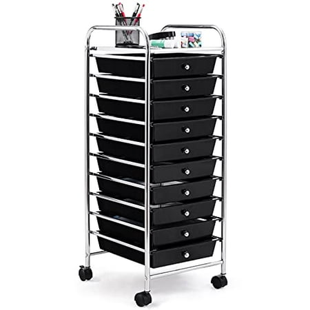KOTEK 10-Drawer Rolling Storage Cart, Multipurpose Utility Cart Mobile ...